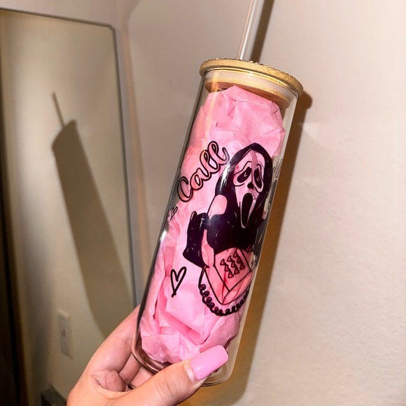 Kitchen | Scream Ghostface Glass Cup Bling Lid Horror Movie Cup Scream ...